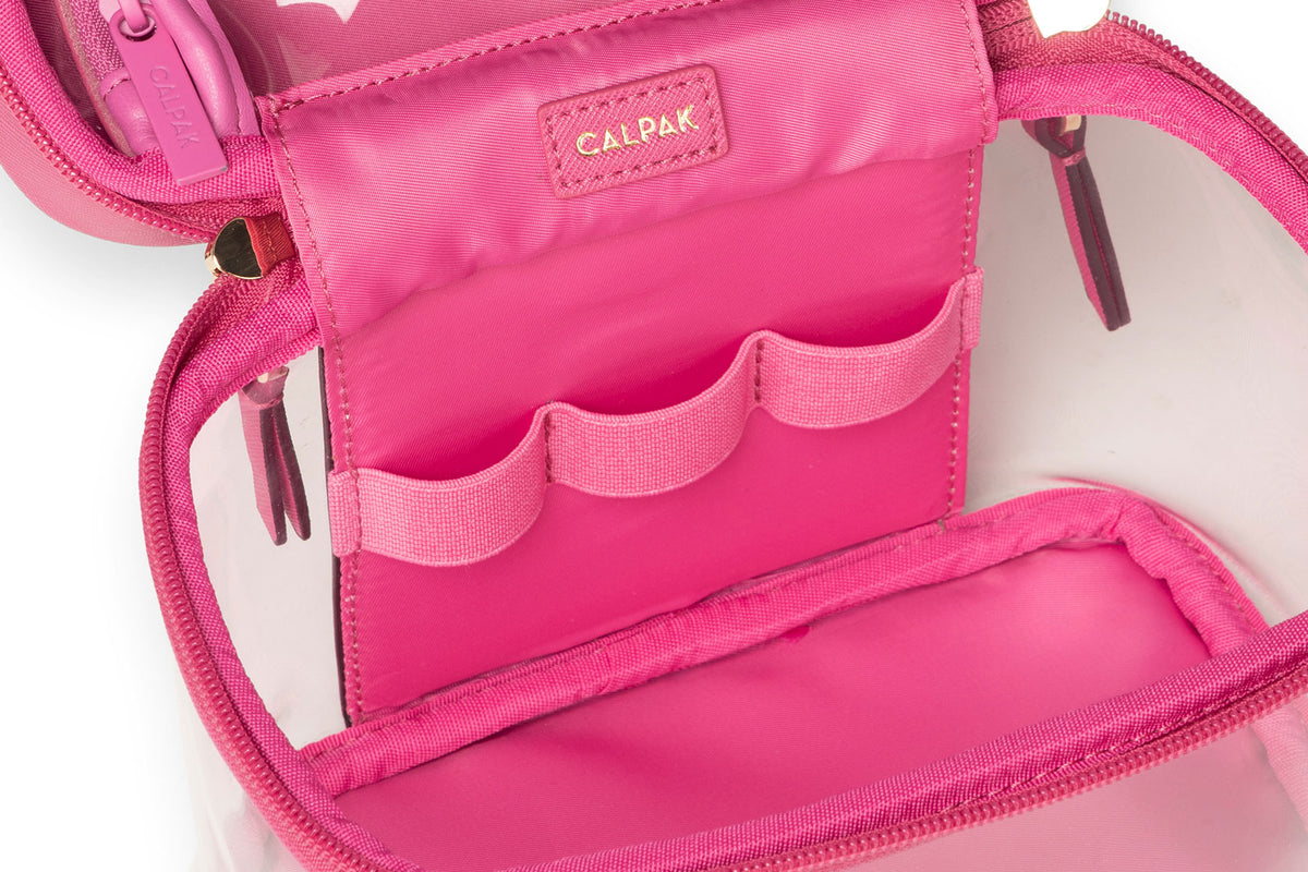 Clear Train Case with Top Compartment in Stone | CALPAK