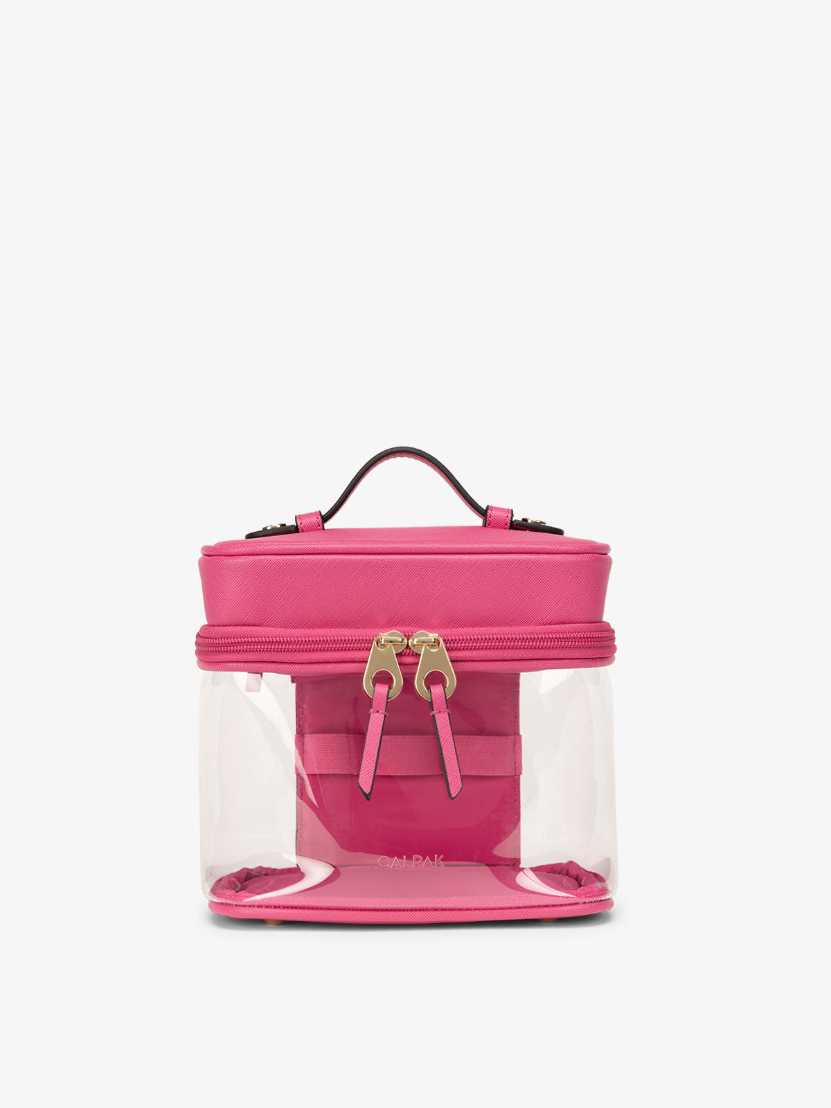 Clear Train Case with Top Compartment in Stone | CALPAK