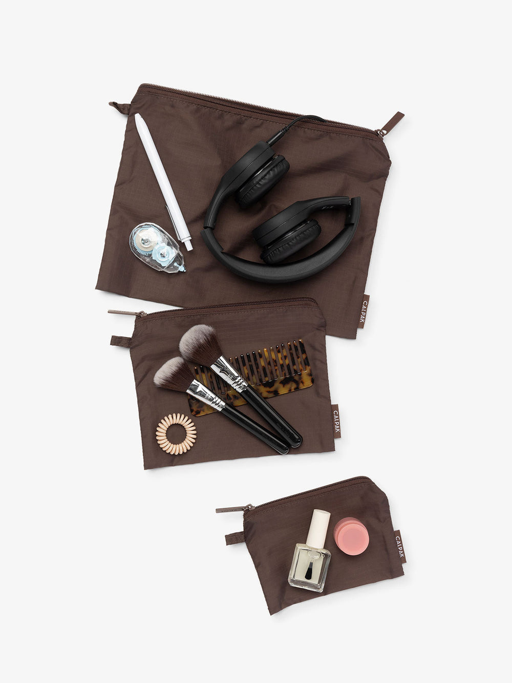 Compakt Zip Pouch Set in Walnut | CALPAK
