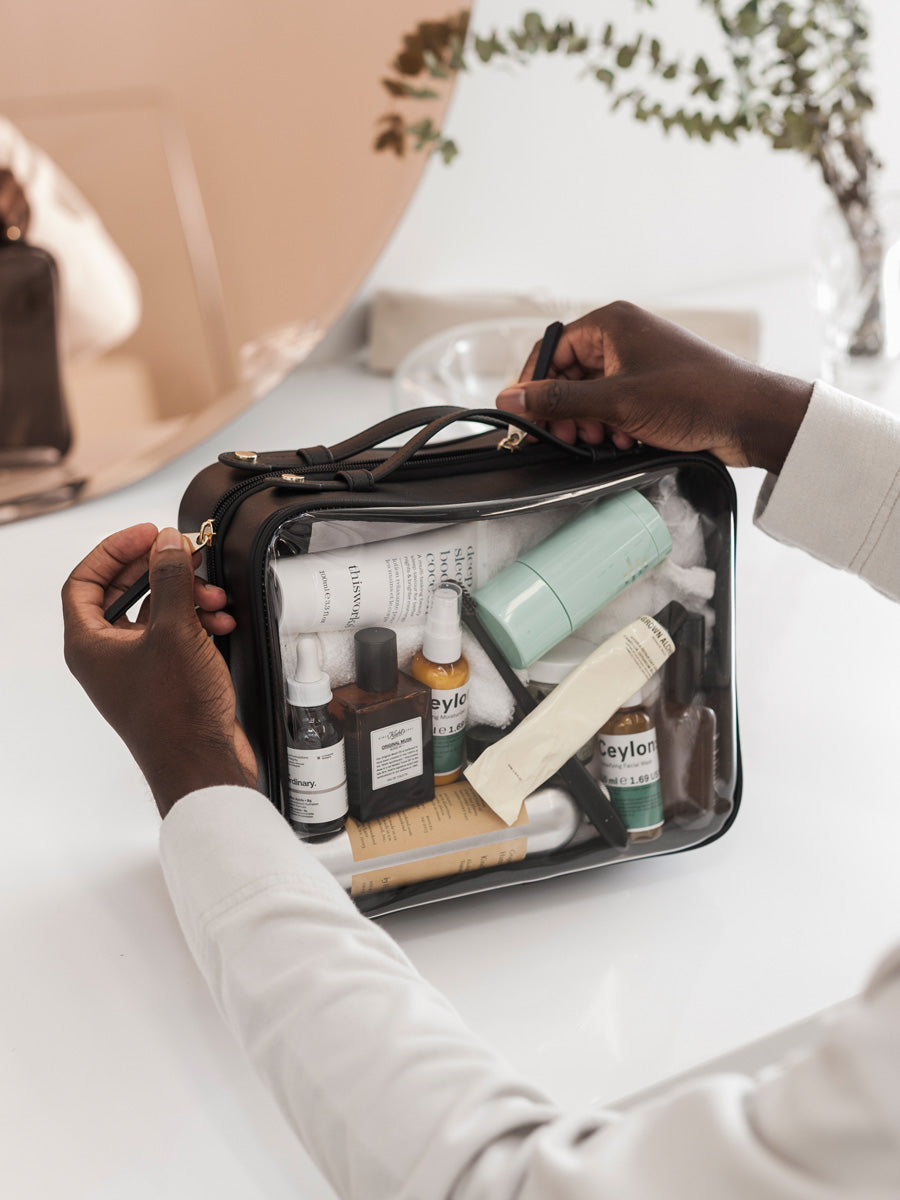 Large Clear Cosmetics Case in Emerald | CALPAK