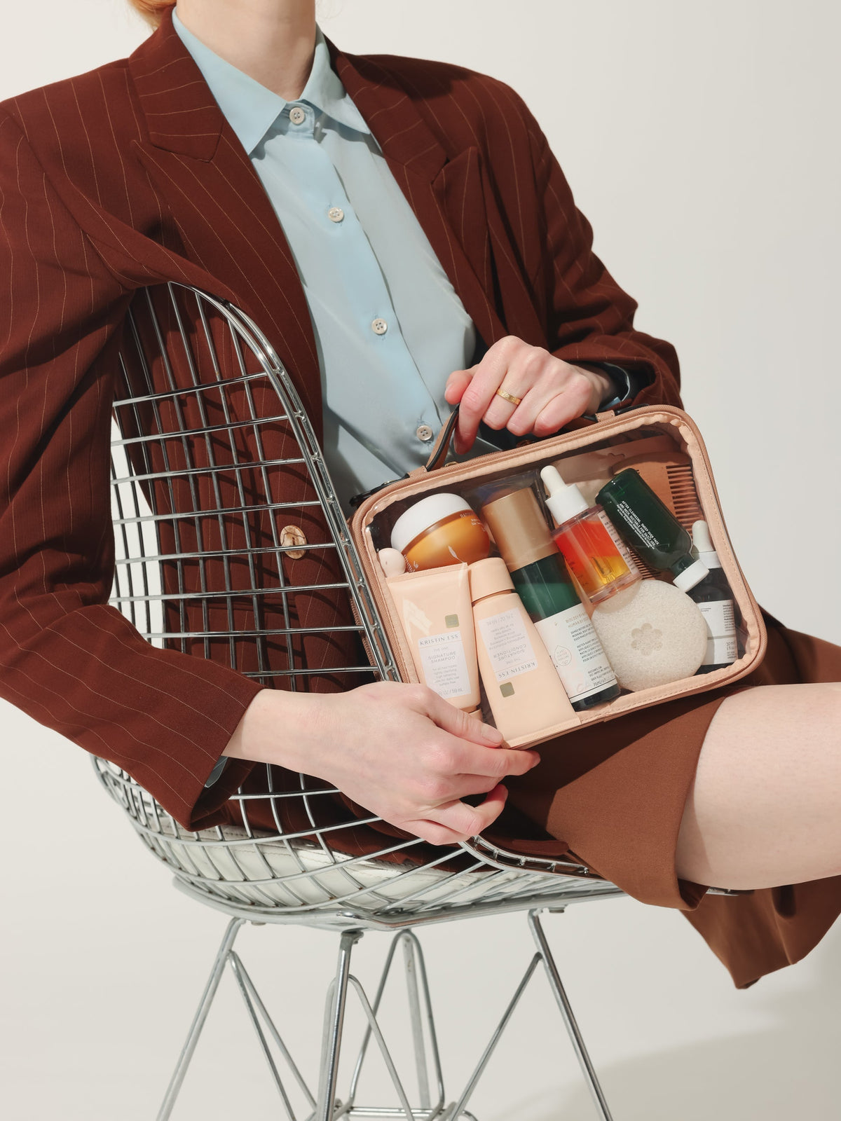 Medium Clear Cosmetics Case in Caramel | CALPAK