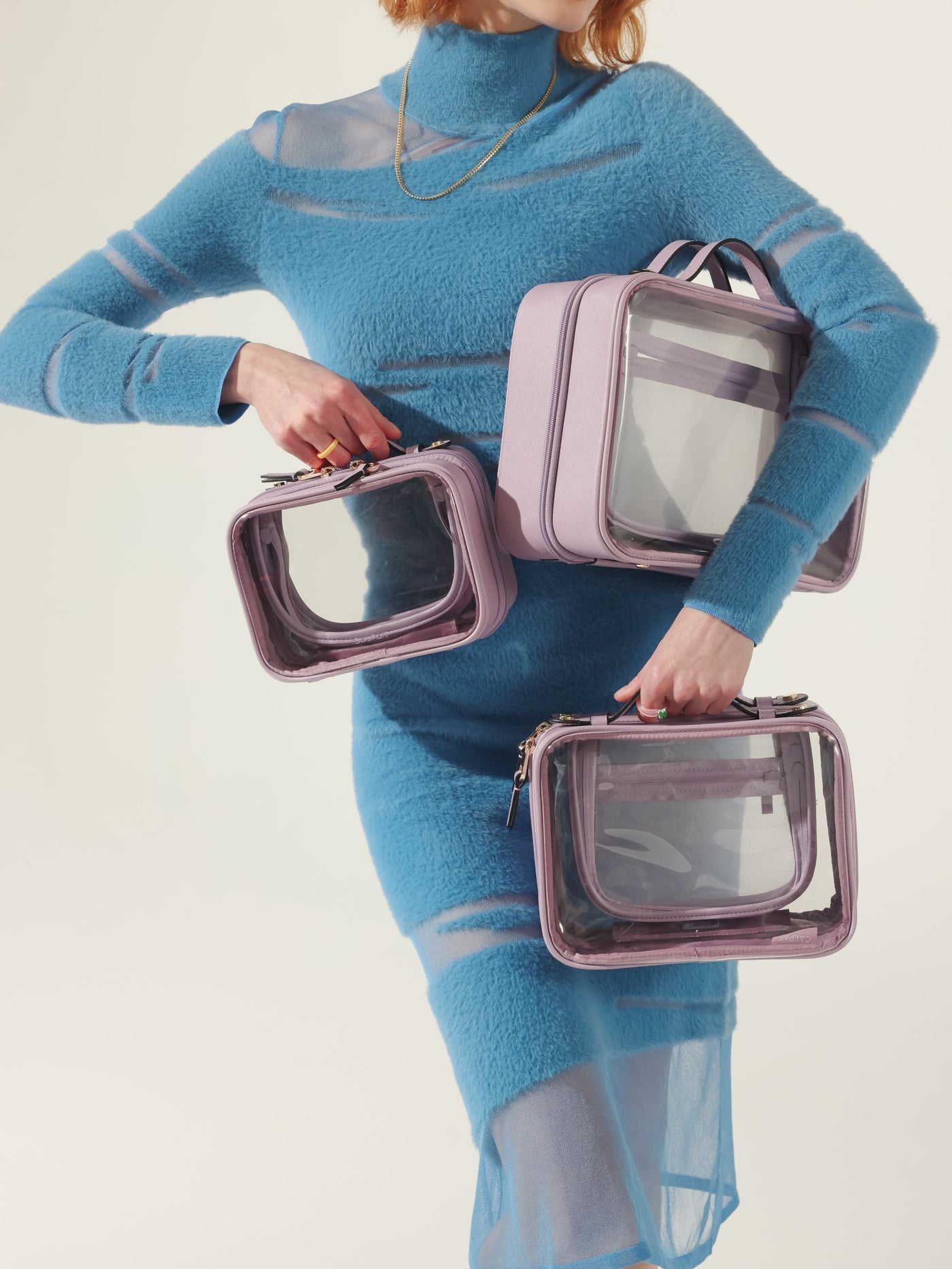 Medium Clear Cosmetics Case in Stone | CALPAK